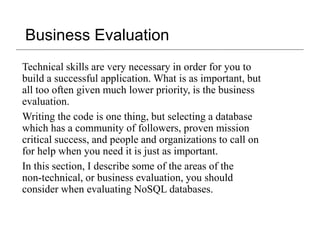 UNIT II Evaluating NoSQL for various .pptx | Databases | Computer Software and Applications
