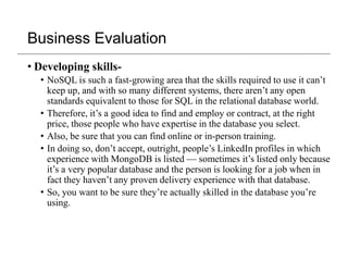 UNIT II Evaluating NoSQL for various .pptx | Databases | Computer Software and Applications