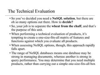 UNIT II Evaluating NoSQL for various .pptx | Databases | Computer Software and Applications