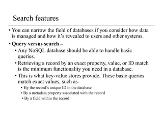 UNIT II Evaluating NoSQL for various .pptx | Databases | Computer Software and Applications
