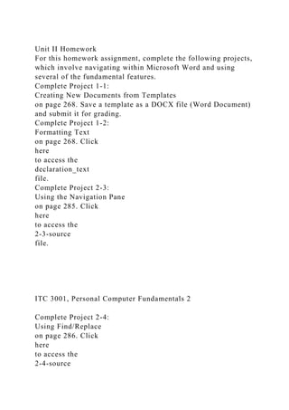 Unit II Homework For this homework assignment, complete the follow.docx | Homework and Study ...
