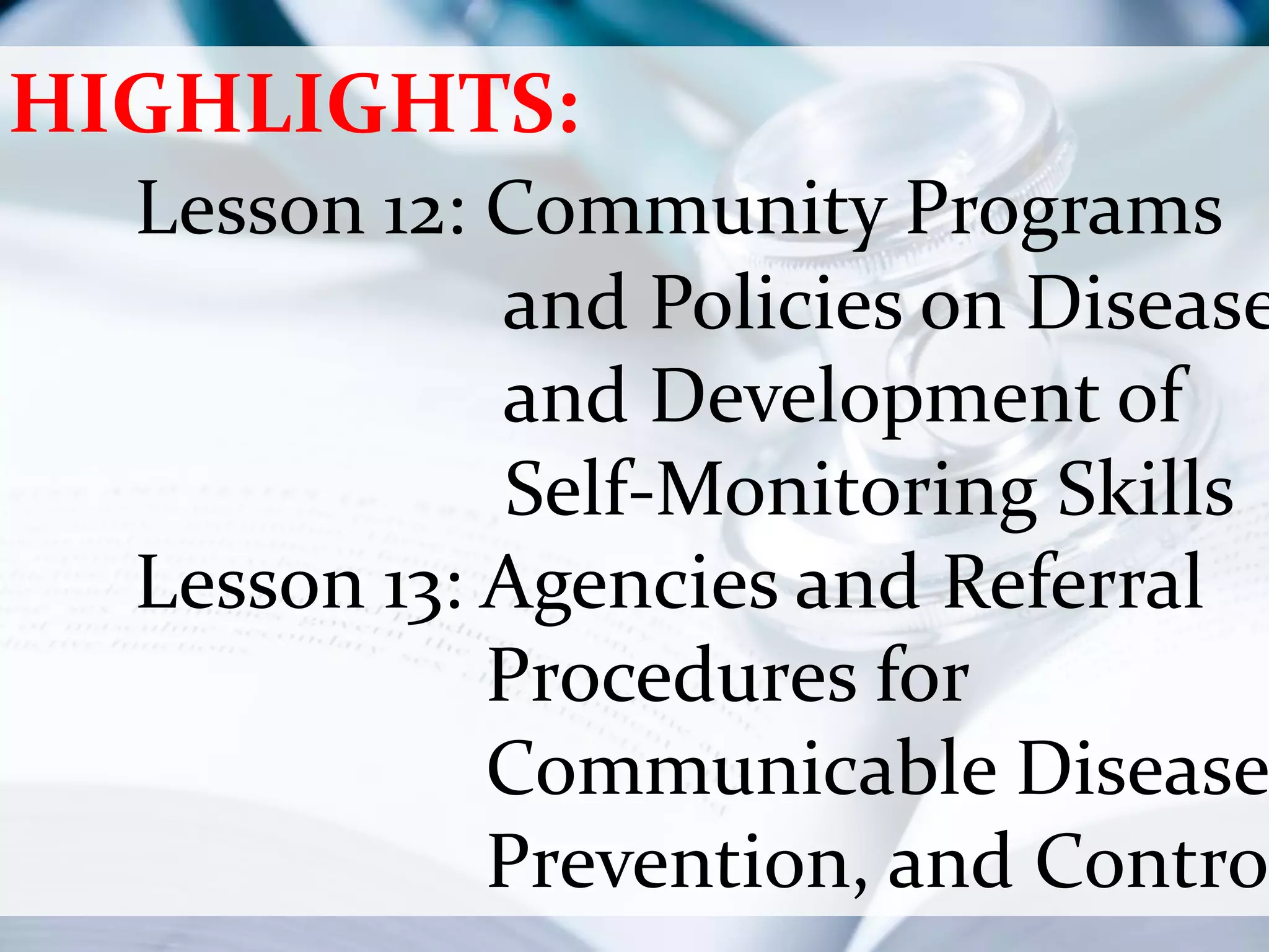 DISEASE PREVENTION AND CONTROL | PPTX