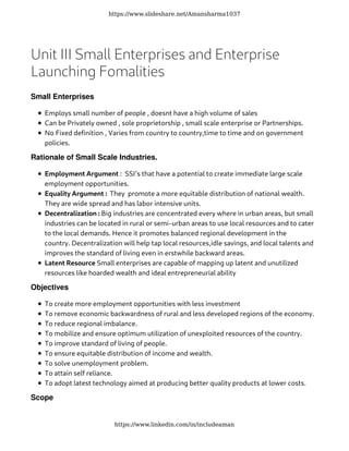Small Enterprises and Enterprise Launching Formalitites UNIT III | PDF