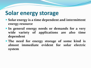 Unit iii solar energy storage and applications | PPTX