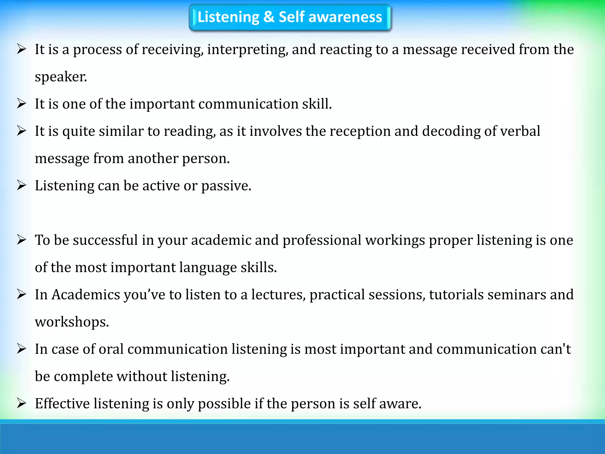 Basic Listening Skills, Effective Written Communication, Writing Effectively | PPTX