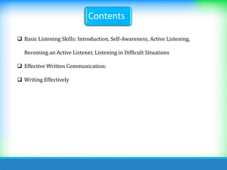 Basic Listening Skills, Effective Written Communication, Writing ...