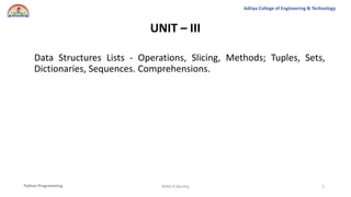 UNIT III_Python Programming_aditya COllege | PPT