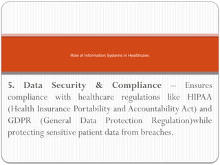 Unit III.pptx. Information Systems in Healthcare | PPTX