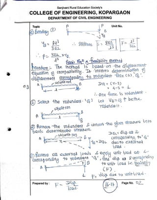 Flexibility Matrix Method of Analysis Part A | PDF