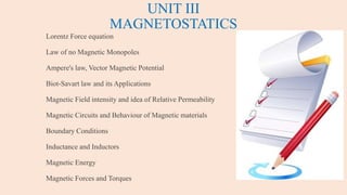 UNIT III - Magnetic Materials & Magnetic Boundary Conditions | PPTX