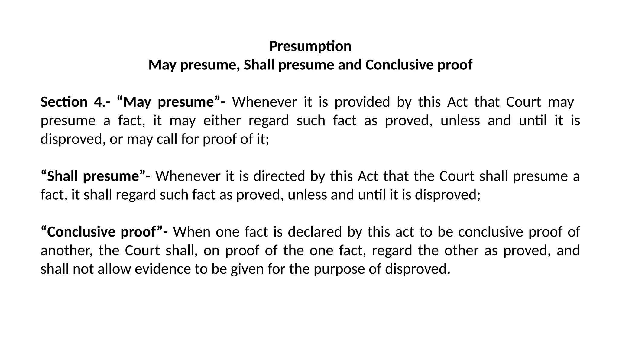Unit III - Method of Proof of Facts - Presumptions.pptx