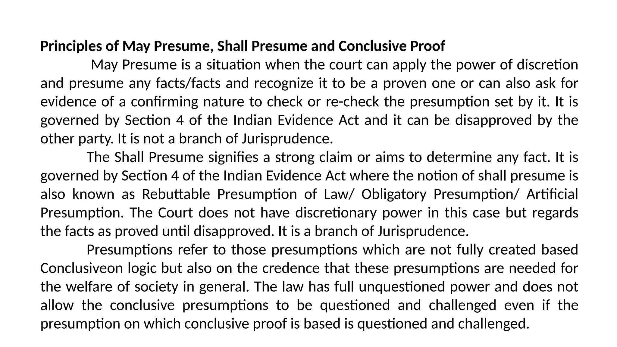 Unit III - Method of Proof of Facts - Presumptions.pptx