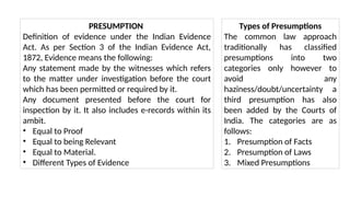 Unit III - Method of Proof of Facts - Presumptions.pptx