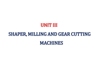 shaping, milling and gear cutting machines | PDF