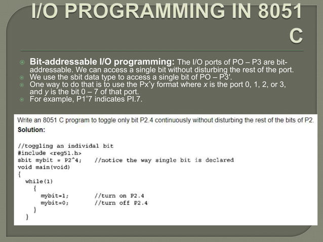 SYBSC IT SEM IV EMBEDDED SYSTEMS UNIT III The 8051 Microcontrollers | PPT