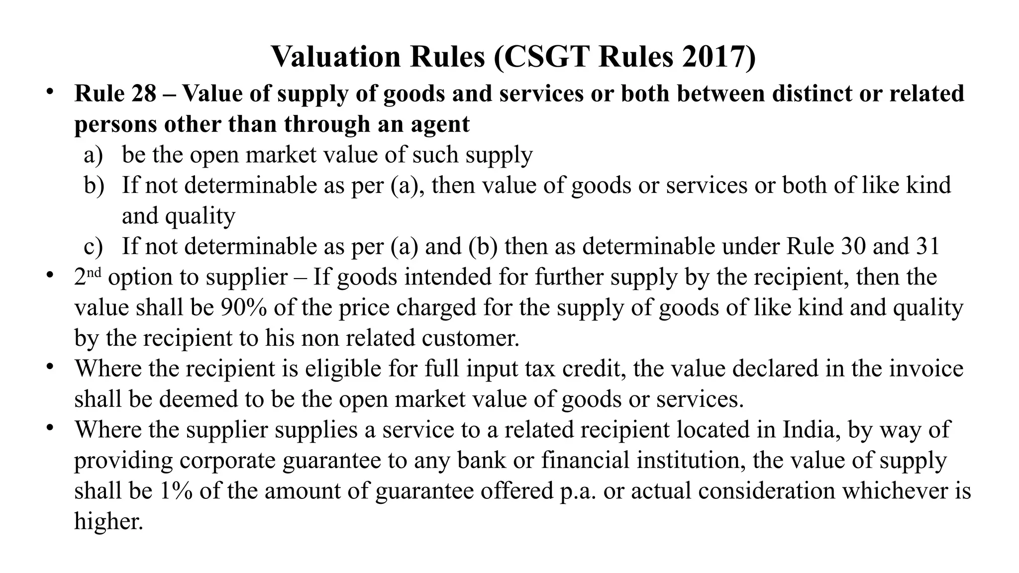 Presentation on Value of Supply under GST | PPT