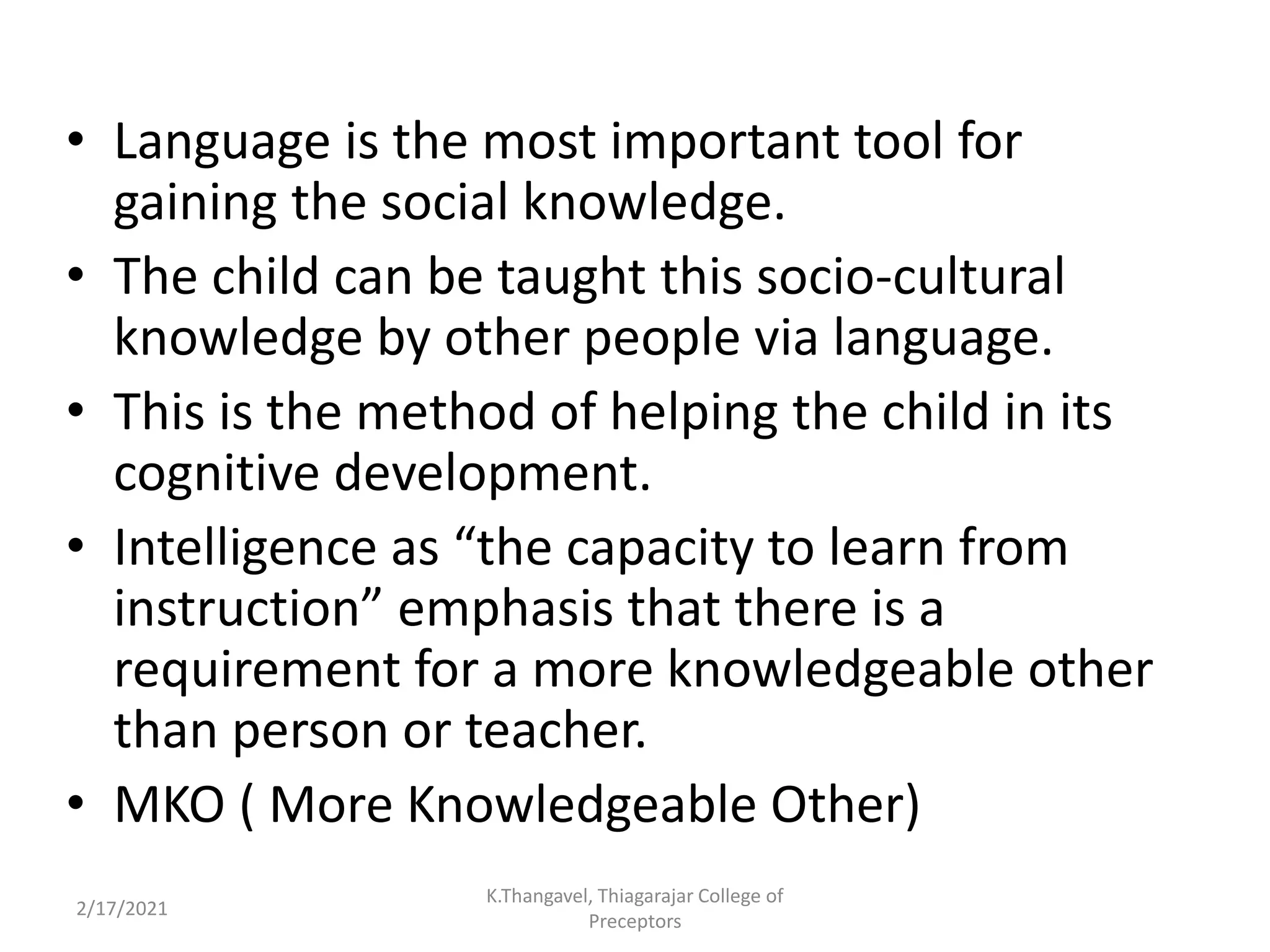 VYGOTSKY'S THEORY OF COGNITIVE DEVELOPMENT | PPTX