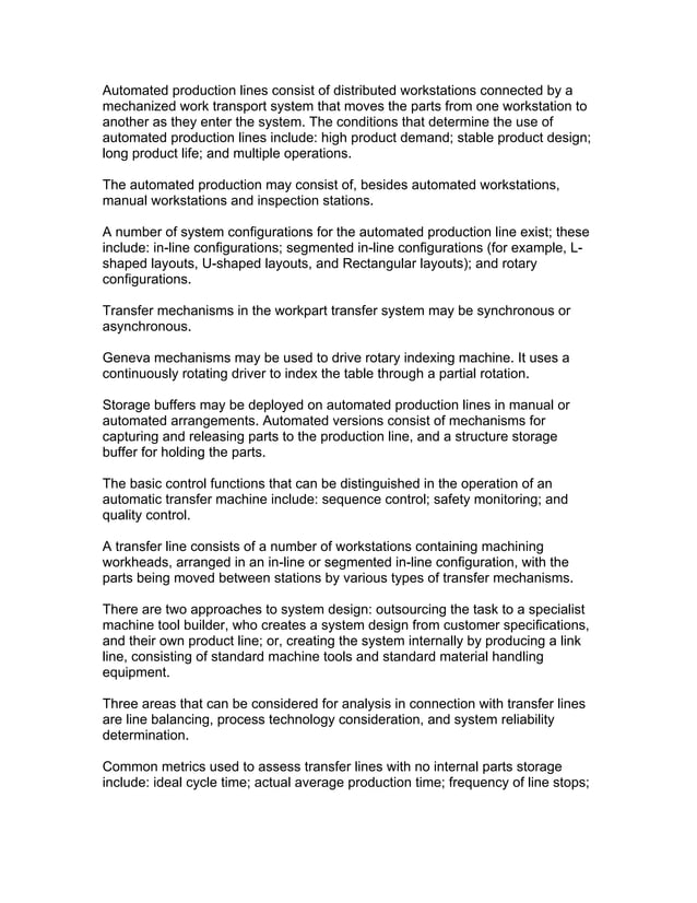 Automated Production Lines | PDF | Robotics | Technology & Computing