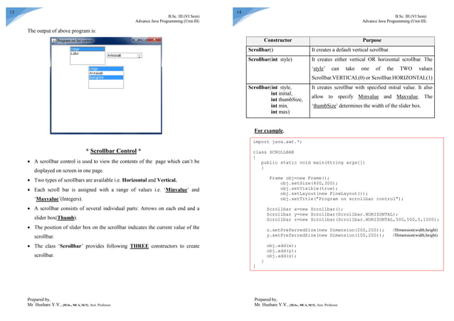 B.Sc. III(VI Sem) Advance Java Unit3: AWT & Event Handling | PDF | Programming Languages | Computing