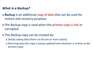 Fundamentals of storage Unit III Backup and Recovery.ppt