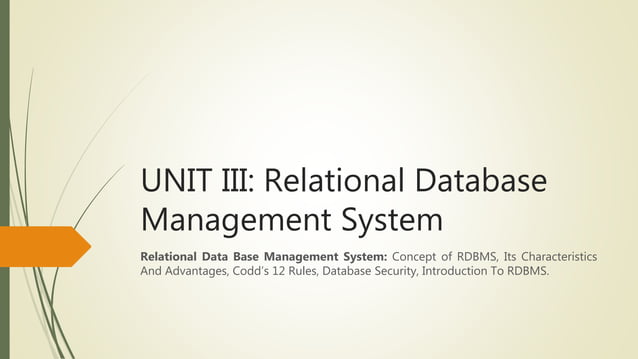 Unit iii dbms | PPT