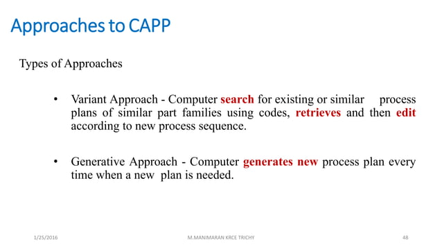 GROUP TECHNOLOGY AND CAPP | PPT