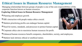 Ethical Issues in Human Resource Management | PPTX