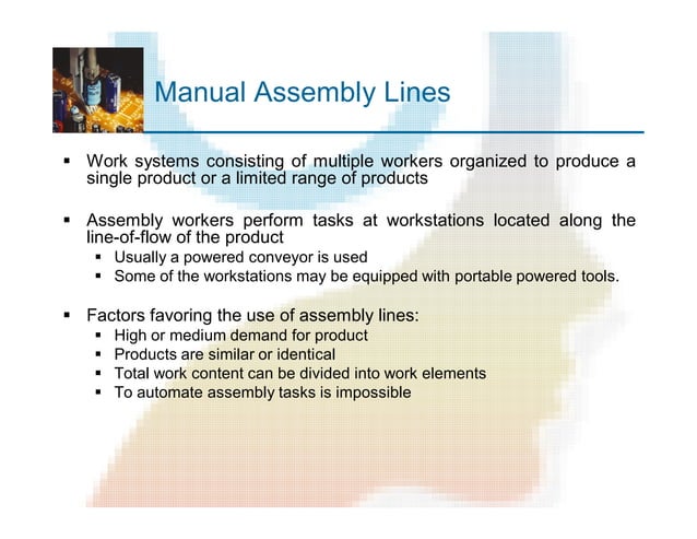 Manual Assembly Lines | PDF