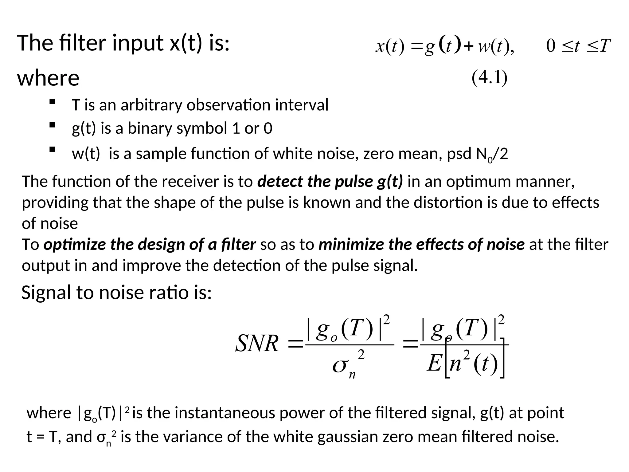 UNIT III MATCHED FILTER in communication systems.ppt