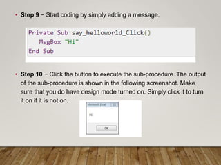 Unit ii introduction to vba | PPT