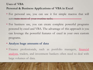 Unit ii introduction to vba | PPT