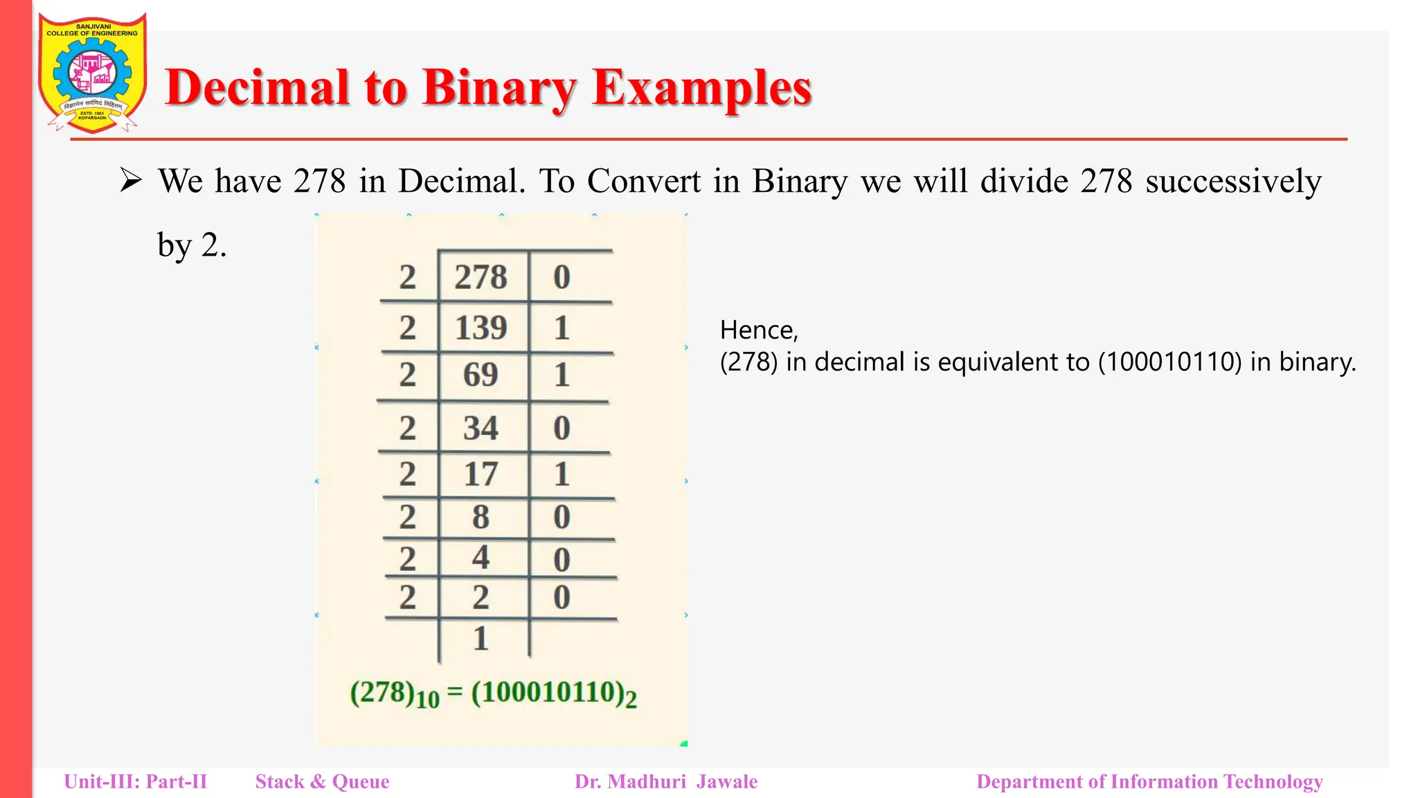 Stack Applications : Infix to postfix conversion, Evaluation of postfix ...
