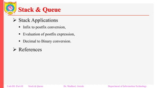 Stack Applications : Infix to postfix conversion, Evaluation of postfix ...