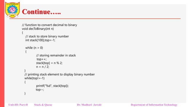 Stack Applications : Infix to postfix conversion, Evaluation of postfix ... Stack Applications : Infix to postfix conversion, Evaluation of postfix ...