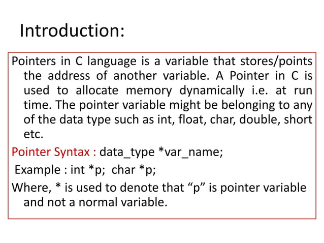 UNIT III POINTERS IN C | PPT
