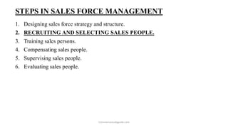 UNIT- III SALES FORCEMANAGMENT FOR B.COM CBCS, PERSONAL SELLING AND ...