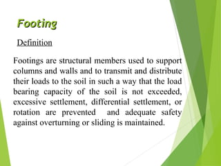 Unit III_Types of Footings and design considerations | PPT