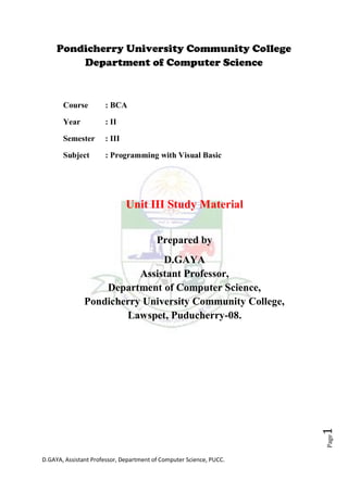 Unit iii vb_study_materials | PDF