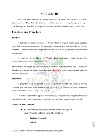 Unit iii vb_study_materials | PDF