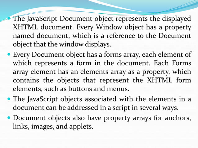 Unit ii java script and xhtml documents and dynamic documents with javascript | PPT