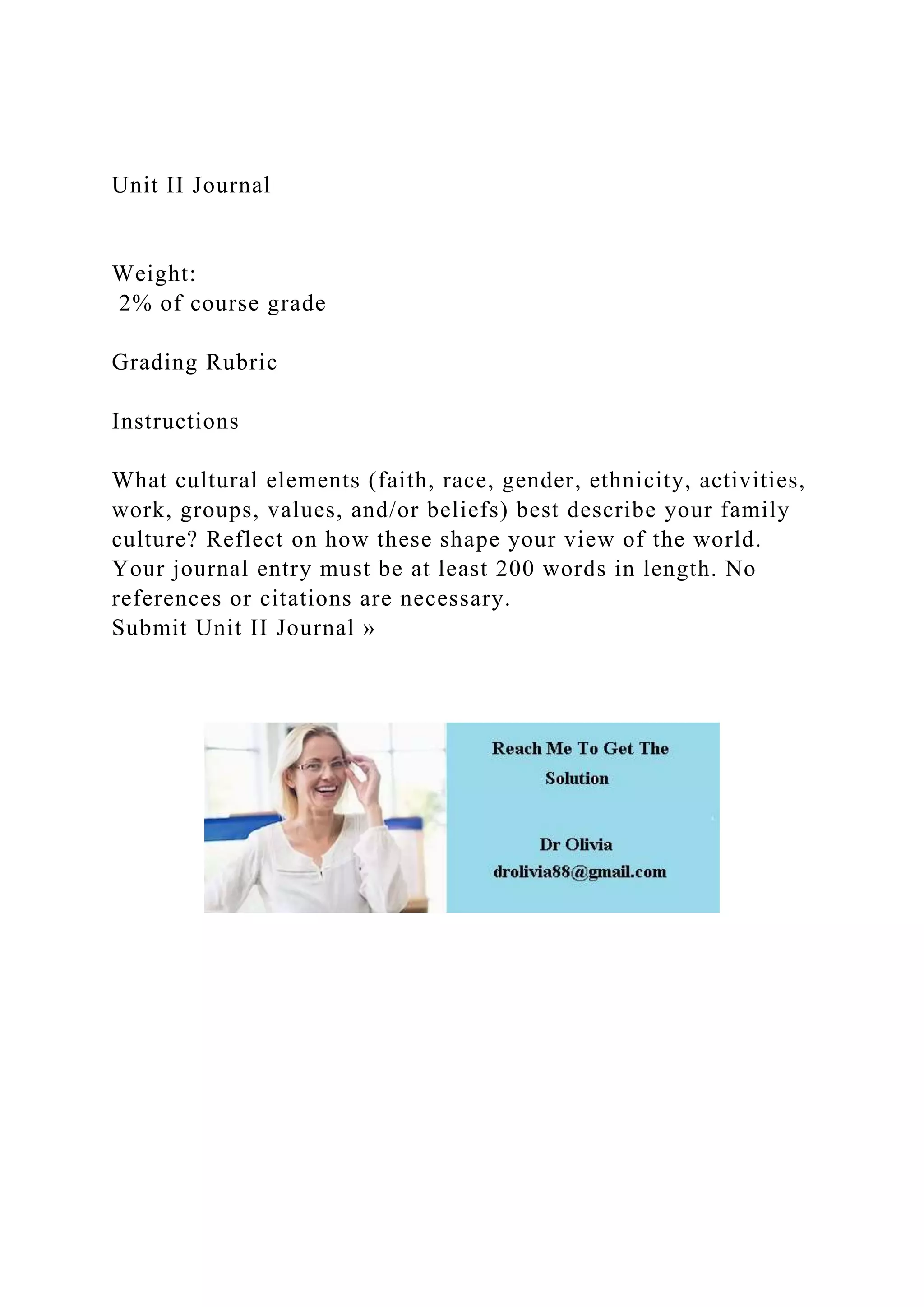 Unit II JournalWeight 2 of course gradeGrading Rubri | DOCX | Religion ...