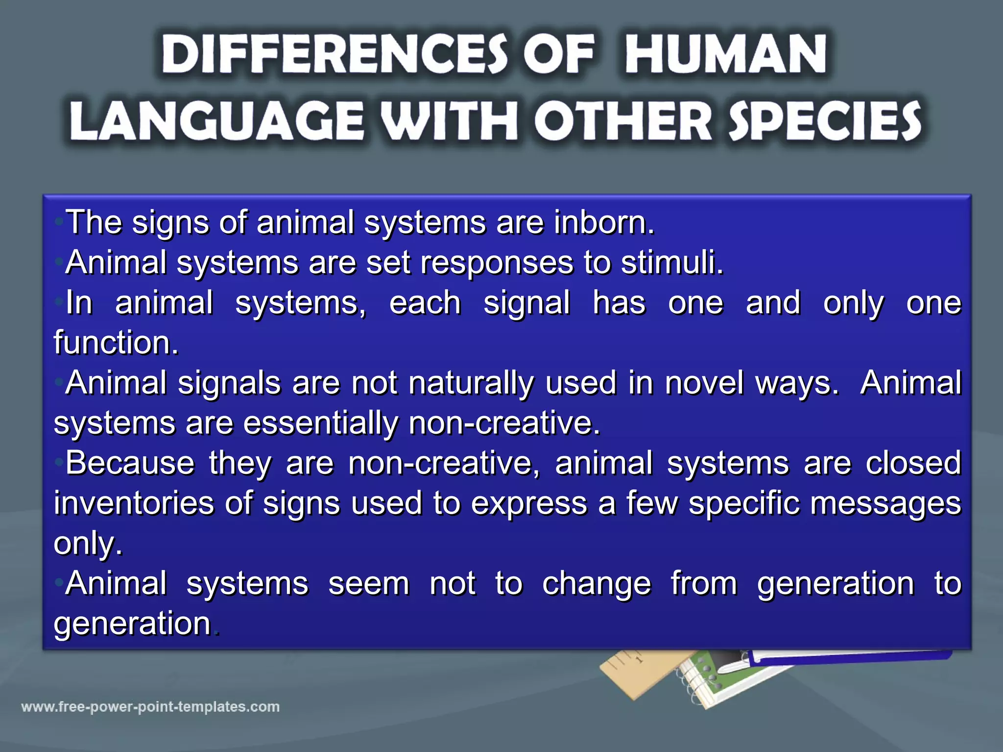 Human Language vs Animal Communication | PPT