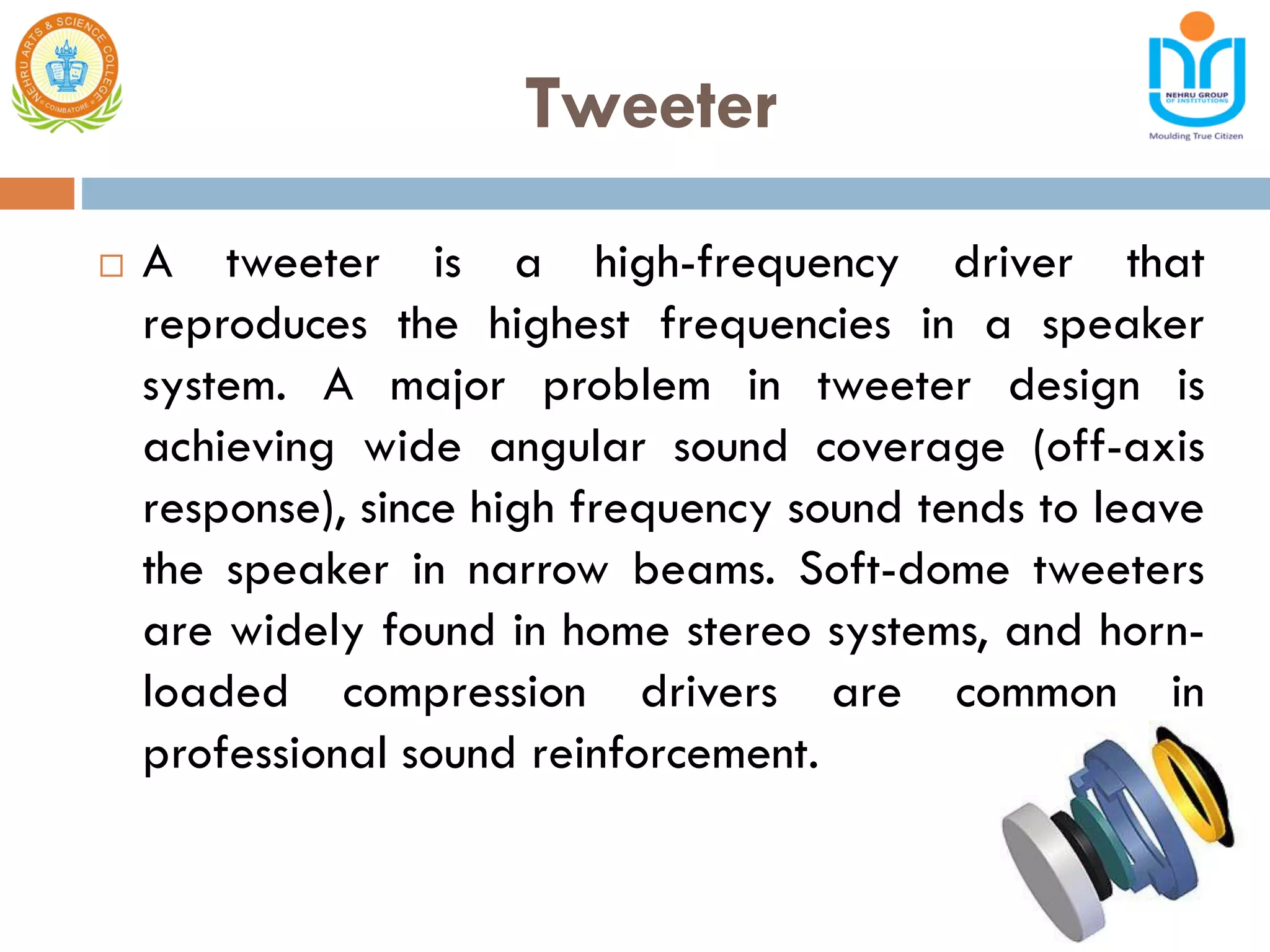 Loudspeaker-Types, designs, Application & Crossover | PDF