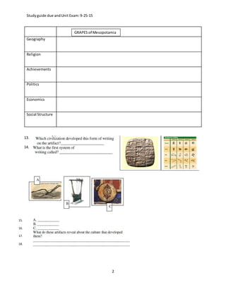 Unit II: mesopotamia study guide | DOCX