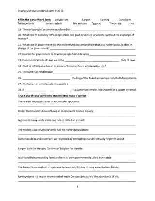 Unit II: mesopotamia study guide | DOCX