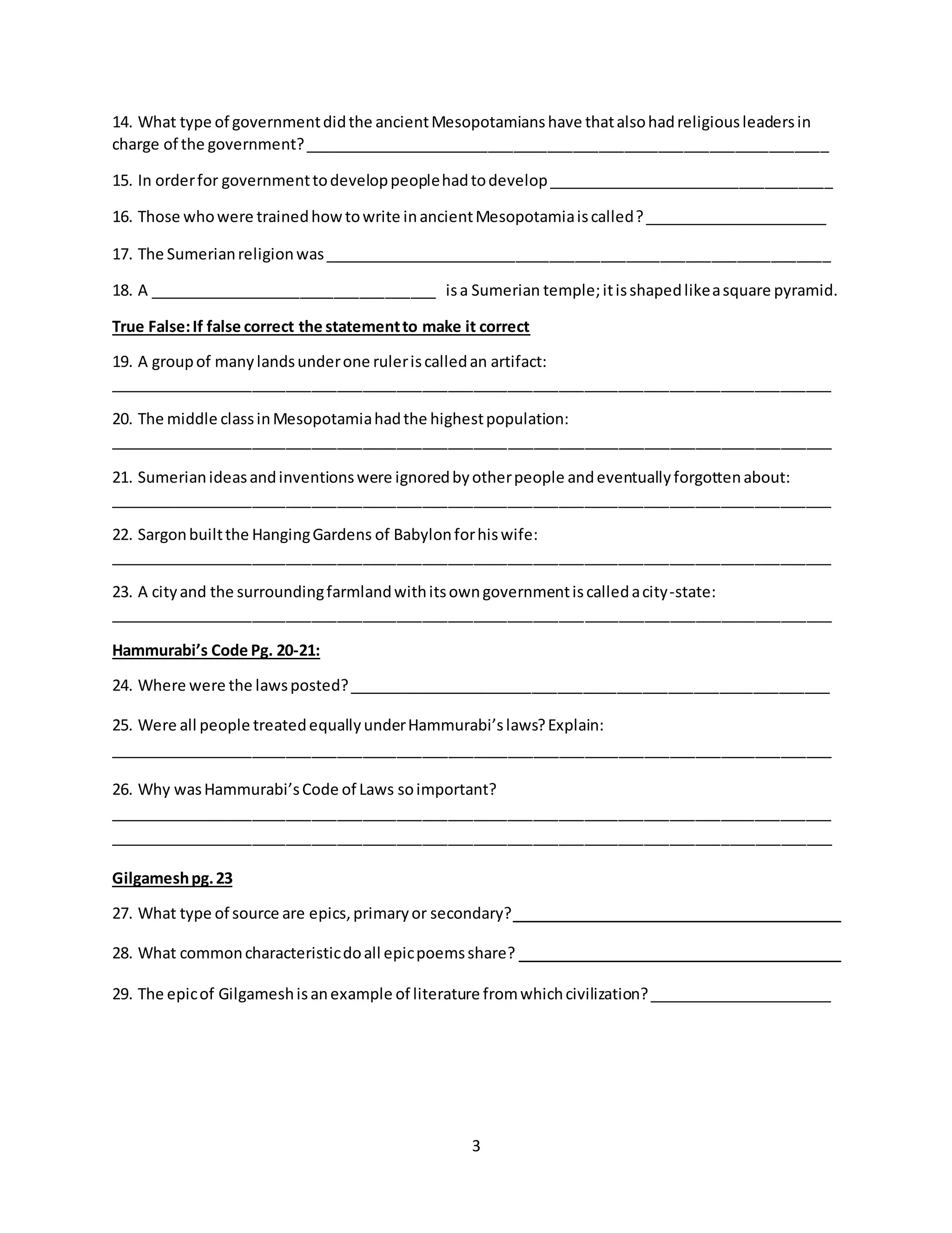 Unit ii mesopotamia study guide | DOCX