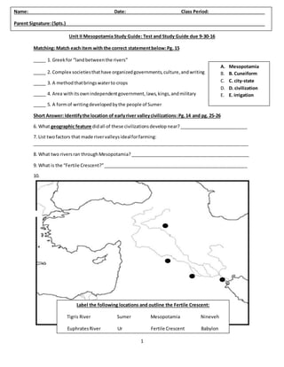 Unit ii mesopotamia study guide | DOCX | Geography | Science