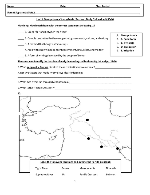 Unit ii mesopotamia study guide | DOCX | Geography | Science