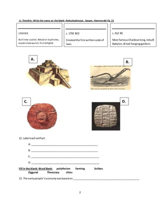 Unit ii mesopotamia study guide | DOCX | Geography | Science