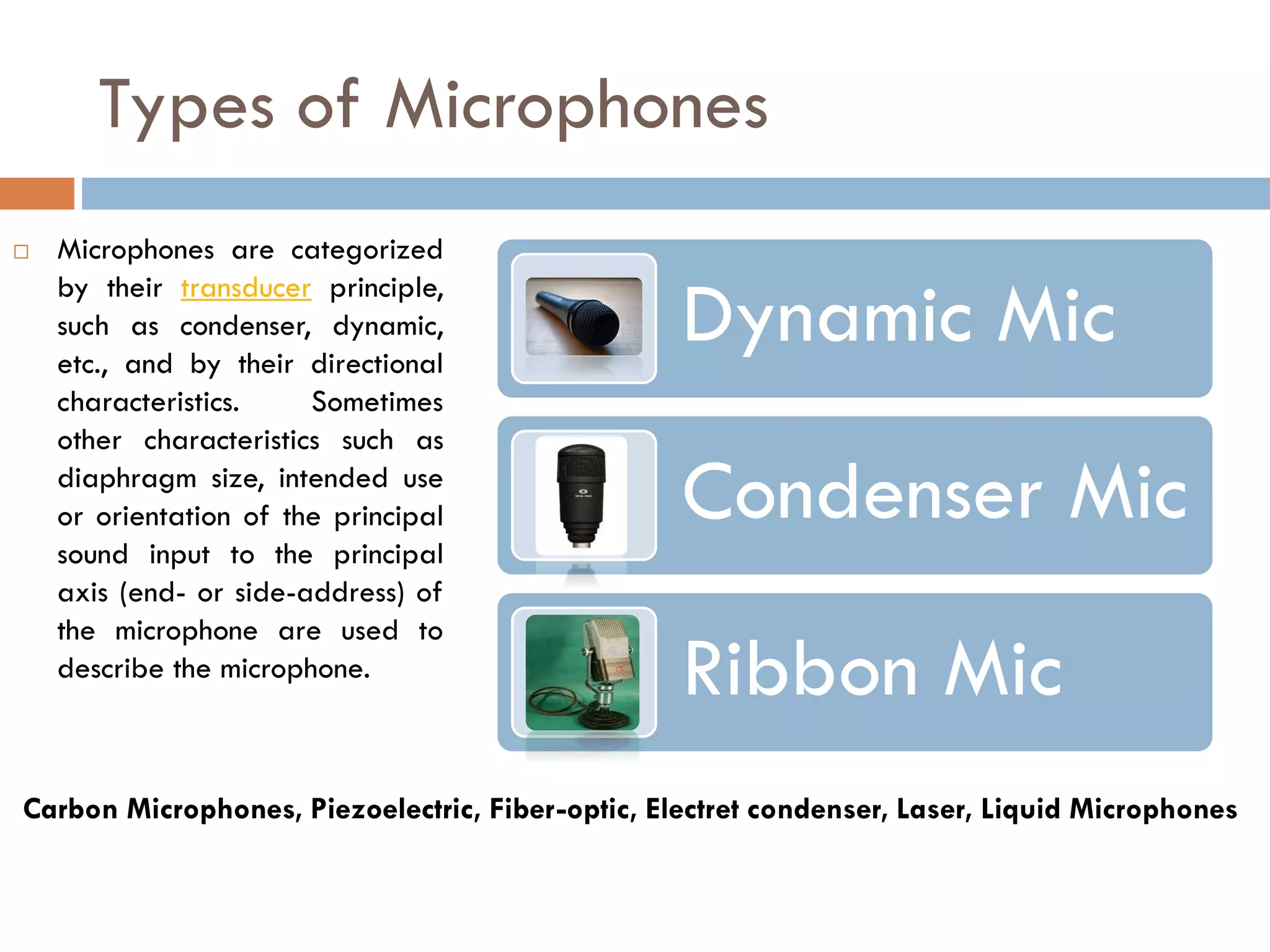 Microphones-Type, Characteristics, design, Applications, techniques, Patterns | PDF
